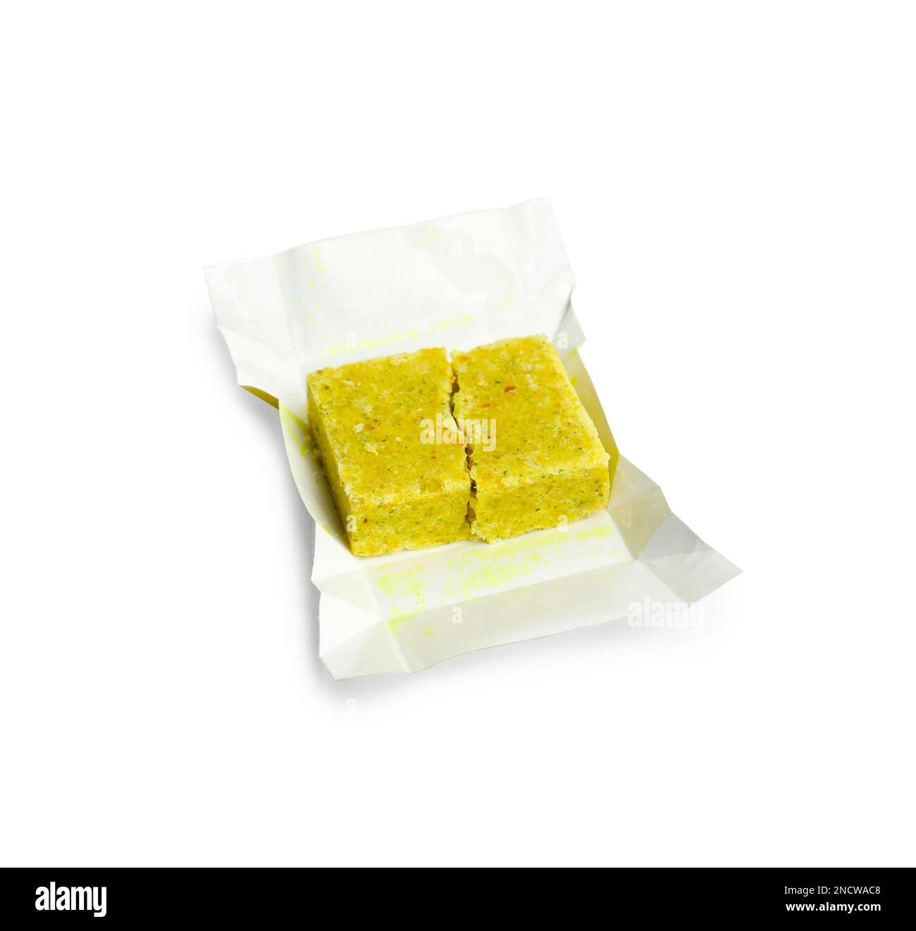 Unwrapped bouillon cube on white background. Broth concentrate Stock ...