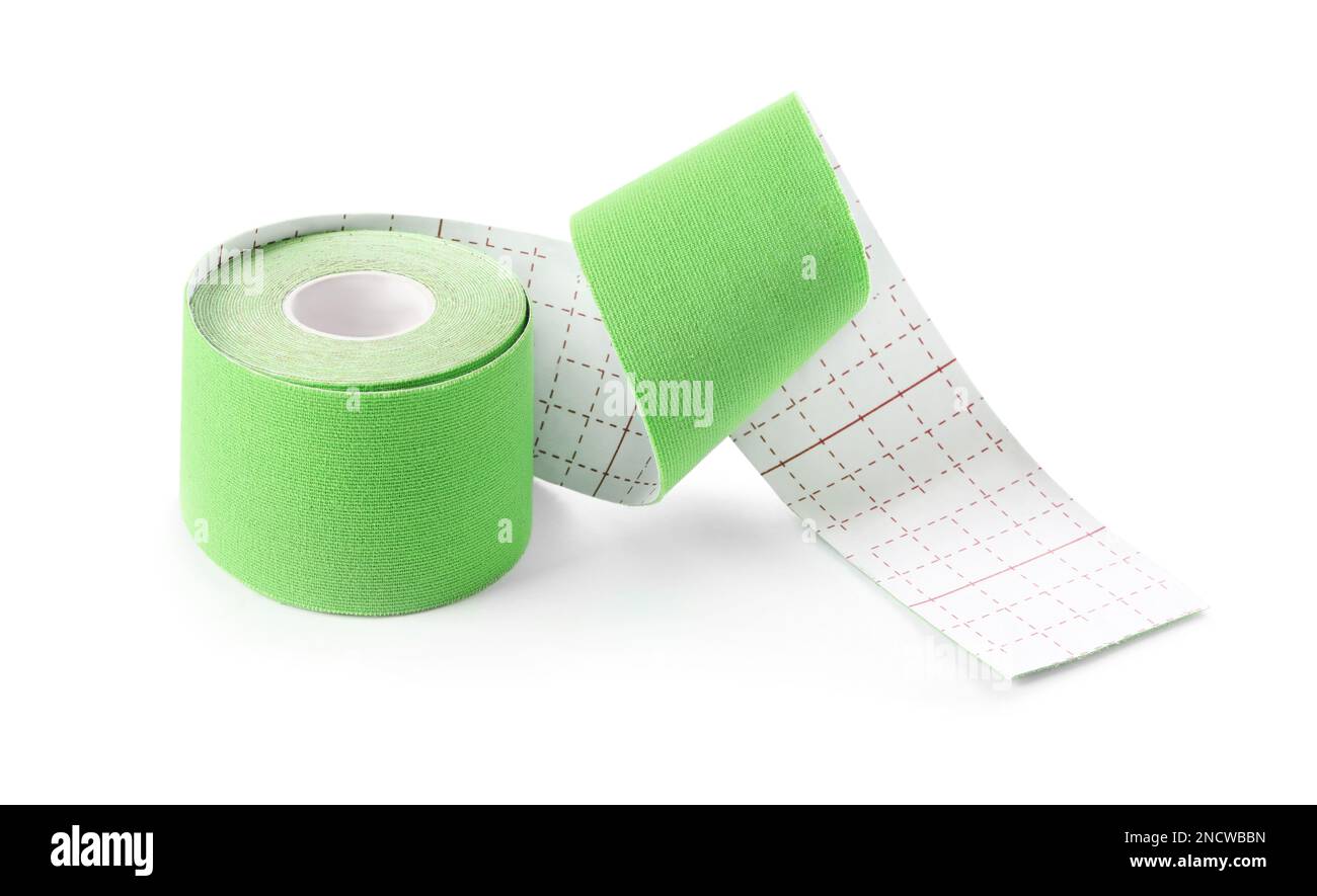 Green kinesio tape in roll on white background Stock Photo - Alamy