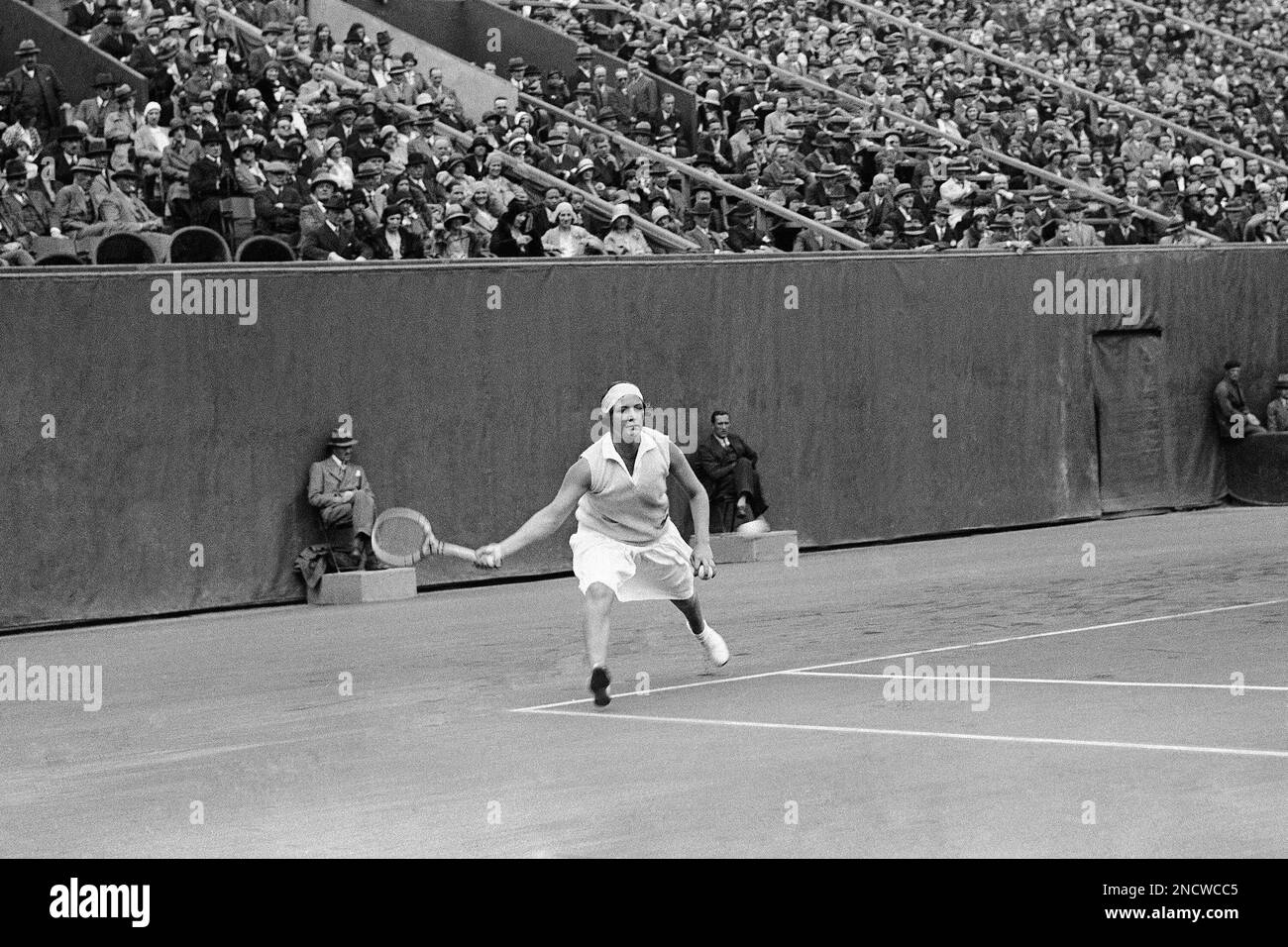 Tennis player Helen Jacobs during a match at the Roland Garros Stadium ...