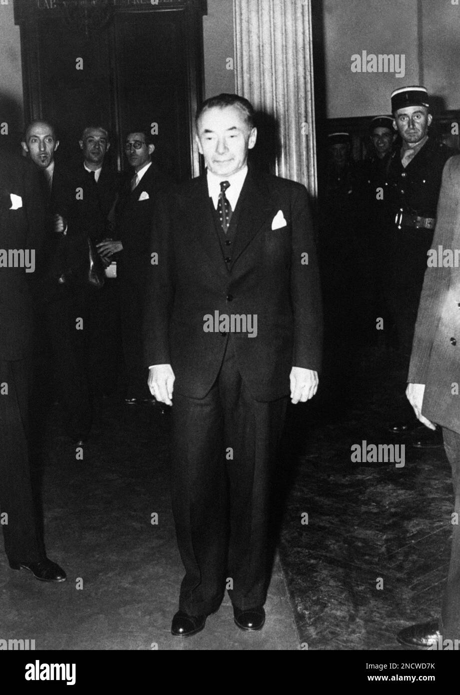 Paul Reynaud, former French Premier, arrived at court for the opening ...