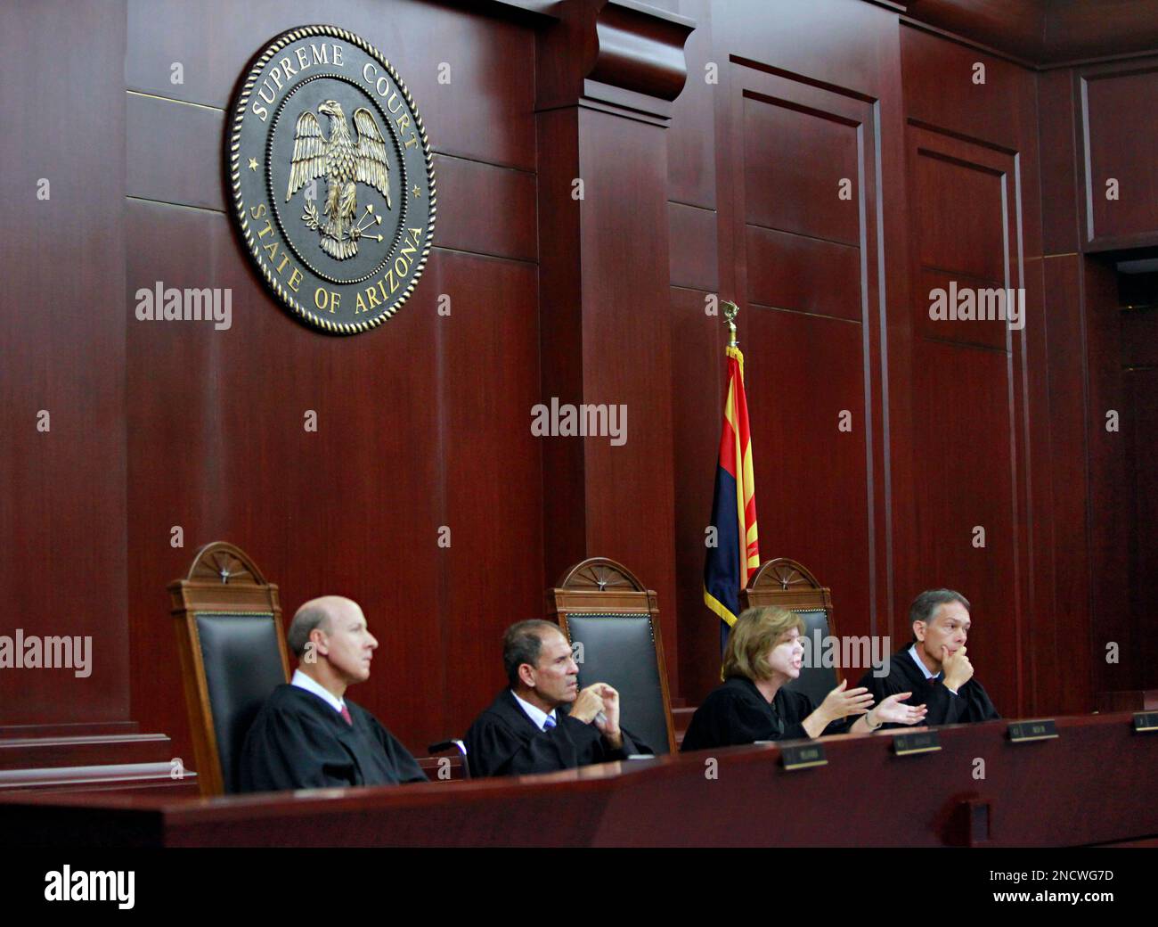 The Arizona Supreme Court, from left, Justice A. John Pelander ...