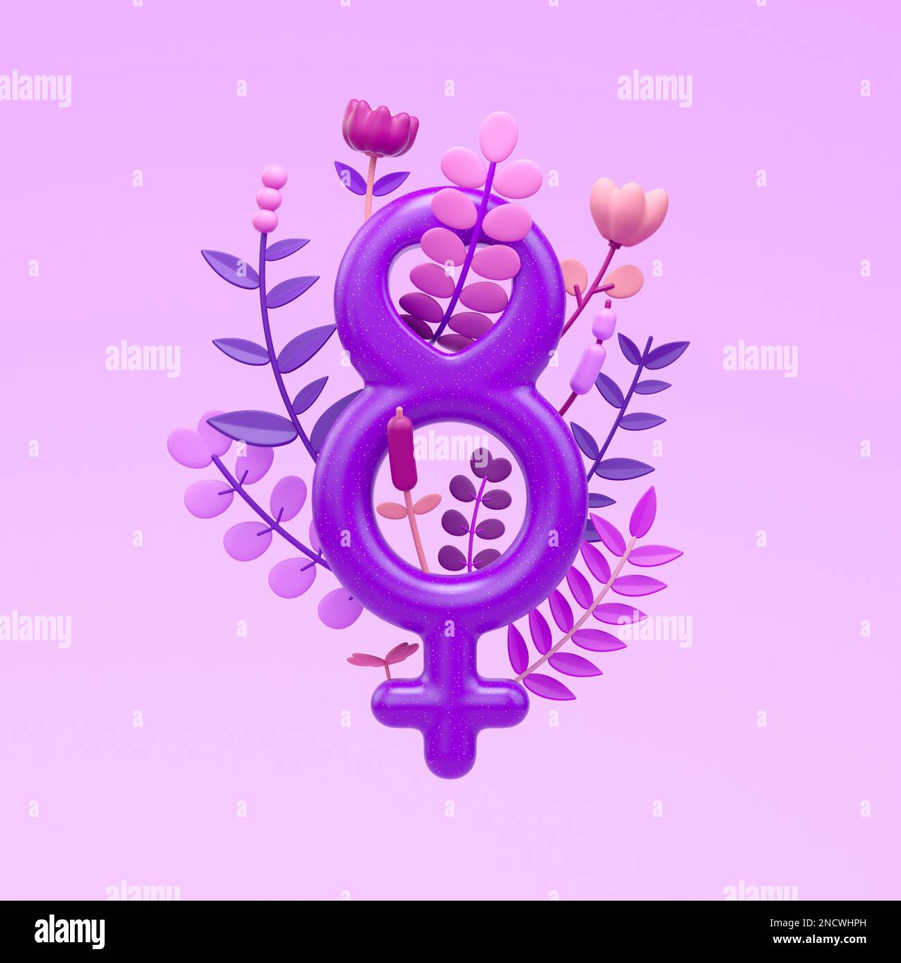 International Womens day female symbol and number 8 with floral ...