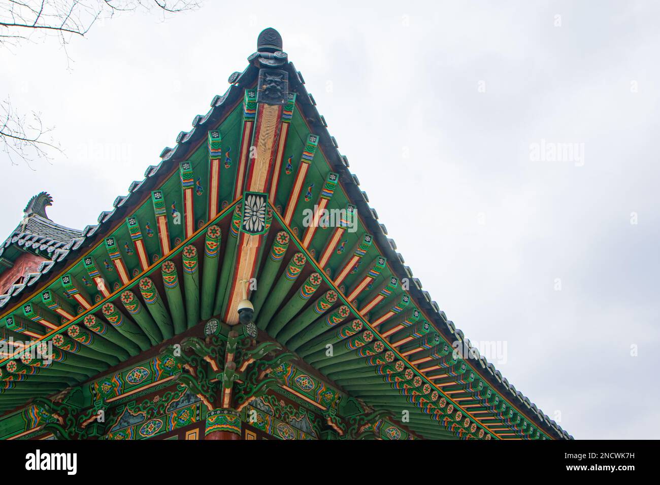 Solar panels on a gable roof. Beautiful, large modern house and solar ...