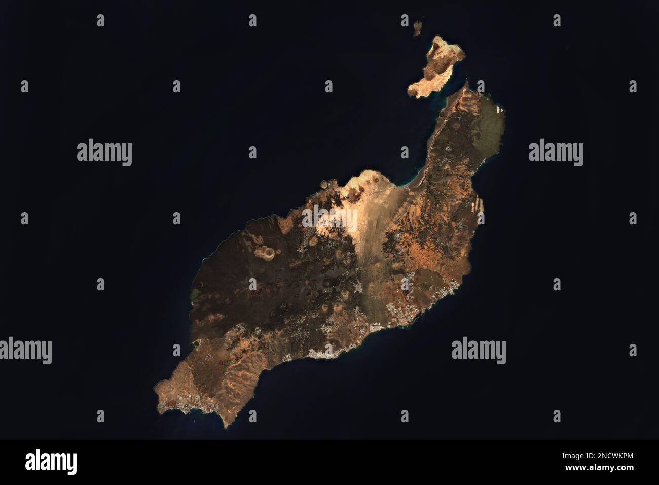 High resolution satellite image of Lanzarote and Isla Graciosa, Canary ...