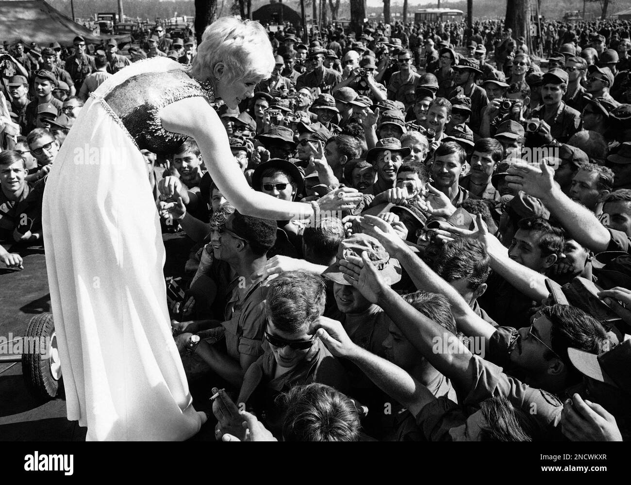 Popular singer Connie Stevens greets 1st Infantry Division GIs after a ...
