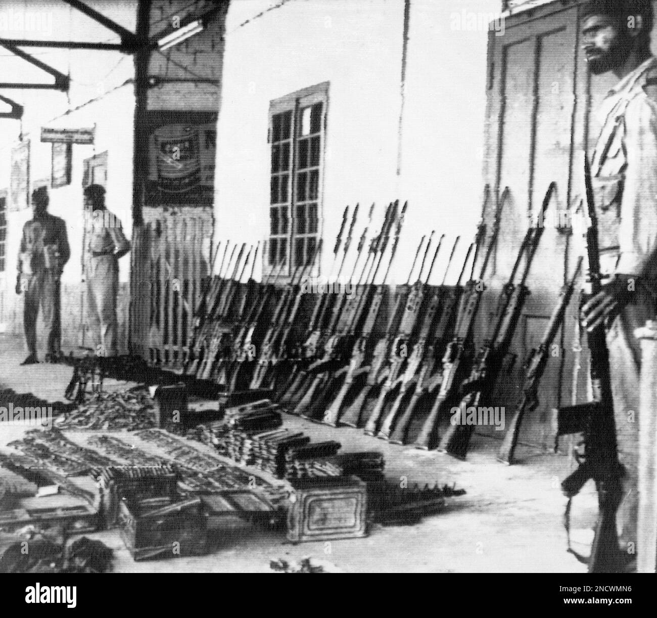 Troops guard Arsenal at Akhaura, on the East Pakistan border near ...