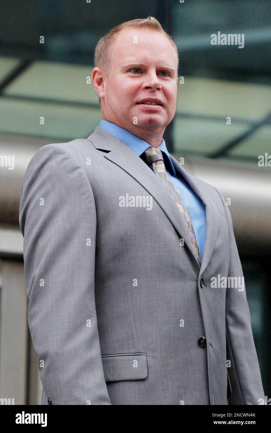Steven Slater leaves a Queens courthouse in New York, Tuesday, Oct. 19 ...