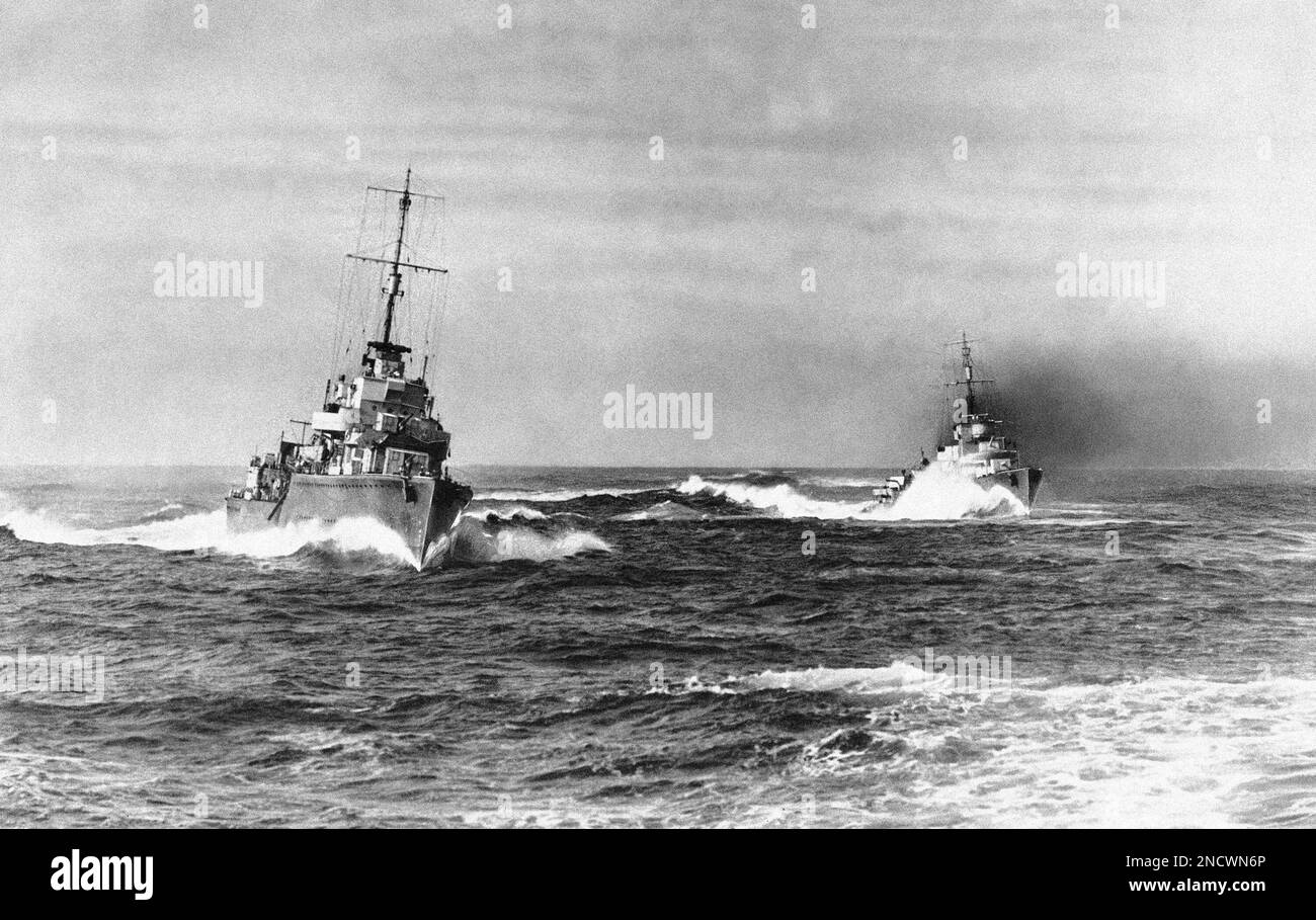 British destroyers, convoying war materials through the Mediterranean ...