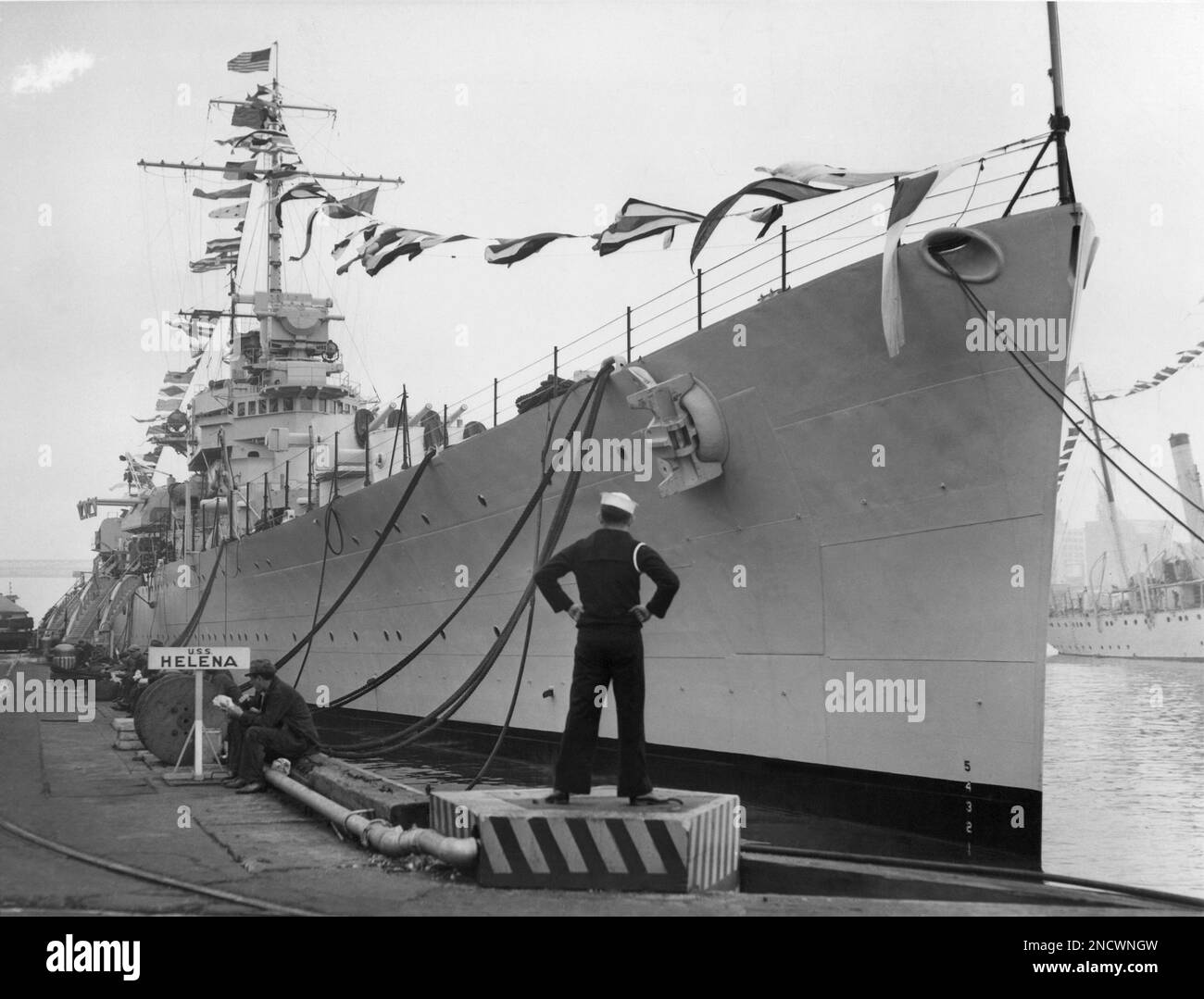 The Navy disclosed July 7, 1943 that the 9,700-ton light cruiser Helena ...