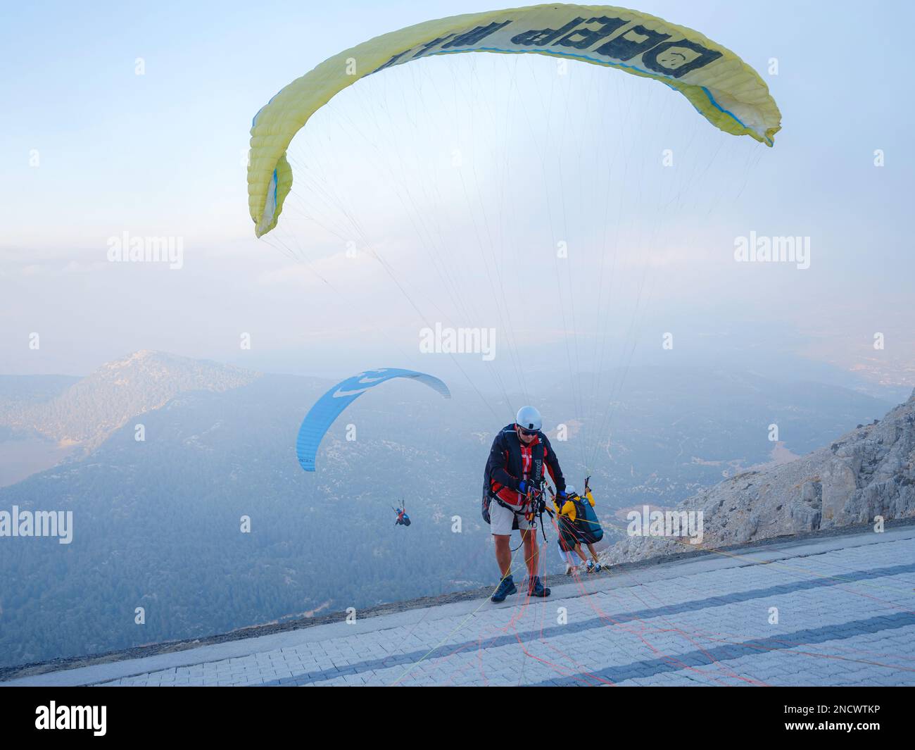 Fethiye, Turkey - Octover 23 2022 : Paragliding at start point ...