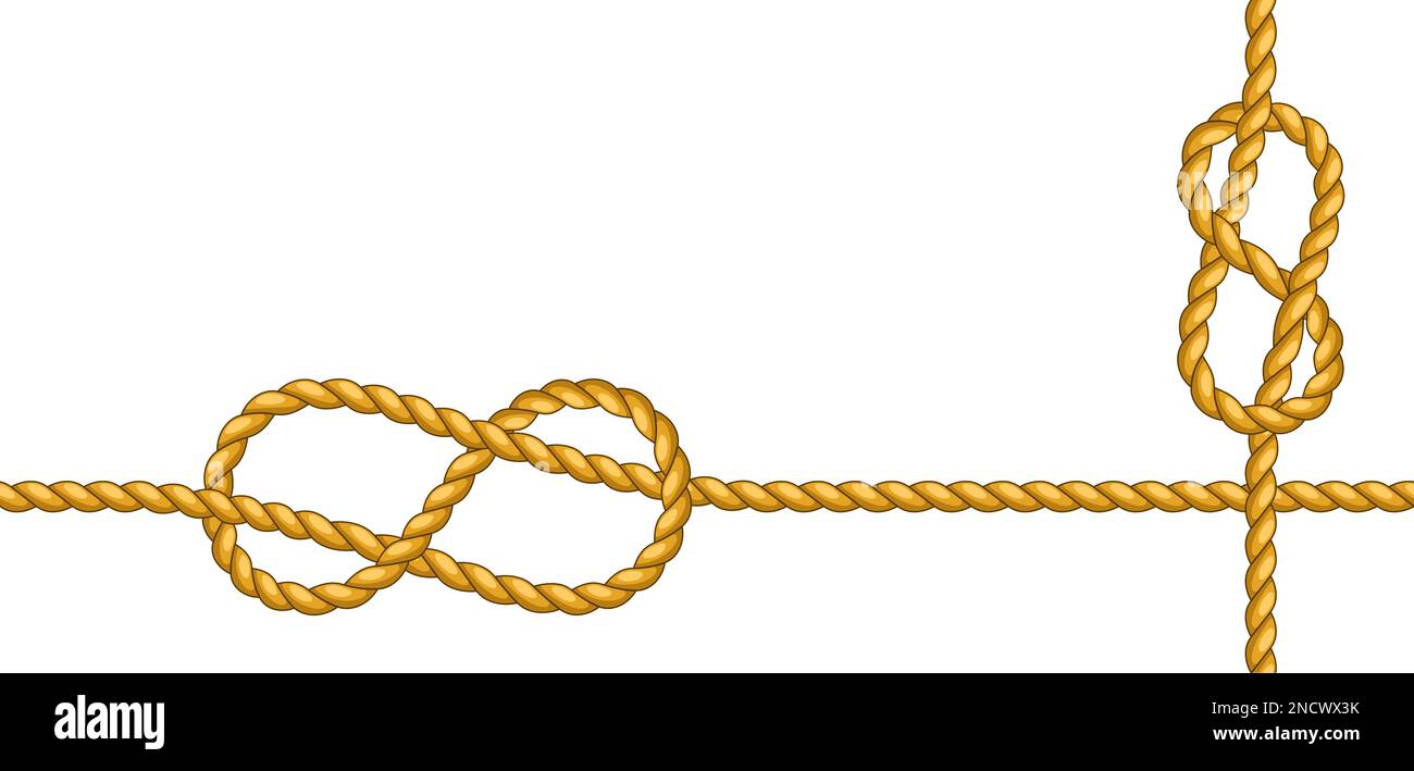 Background with jute rope knots. Nautical, fishing and decorative nodes ...