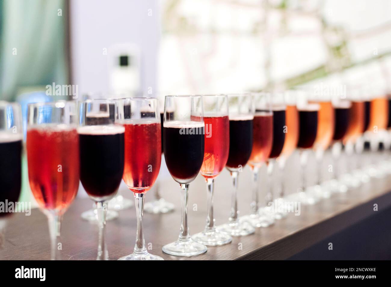 colourful cocktails wine glasses classic bar setting Stock Photo - Alamy