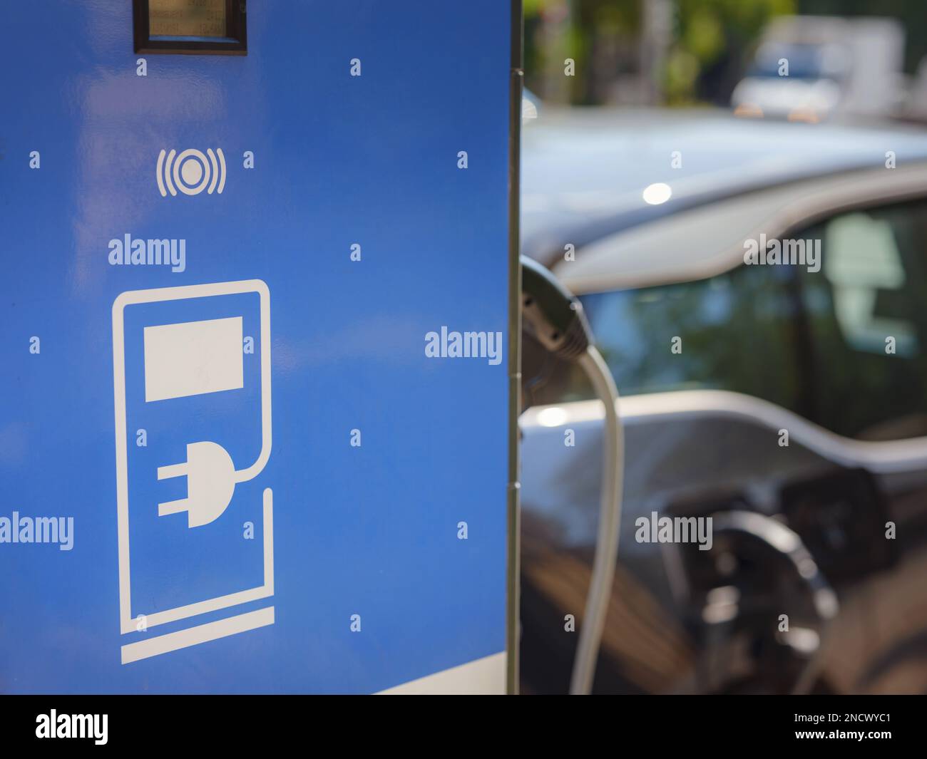 Munich, Germany - August 5, 2022 : Electric car with opened charging ...