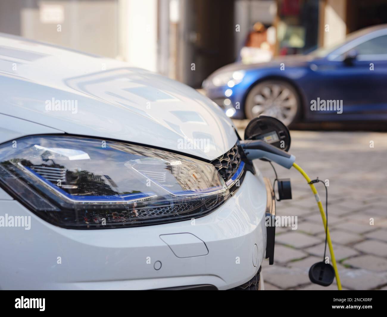 Munich, Germany - August 5, 2022 : Electric car with opened charging ...