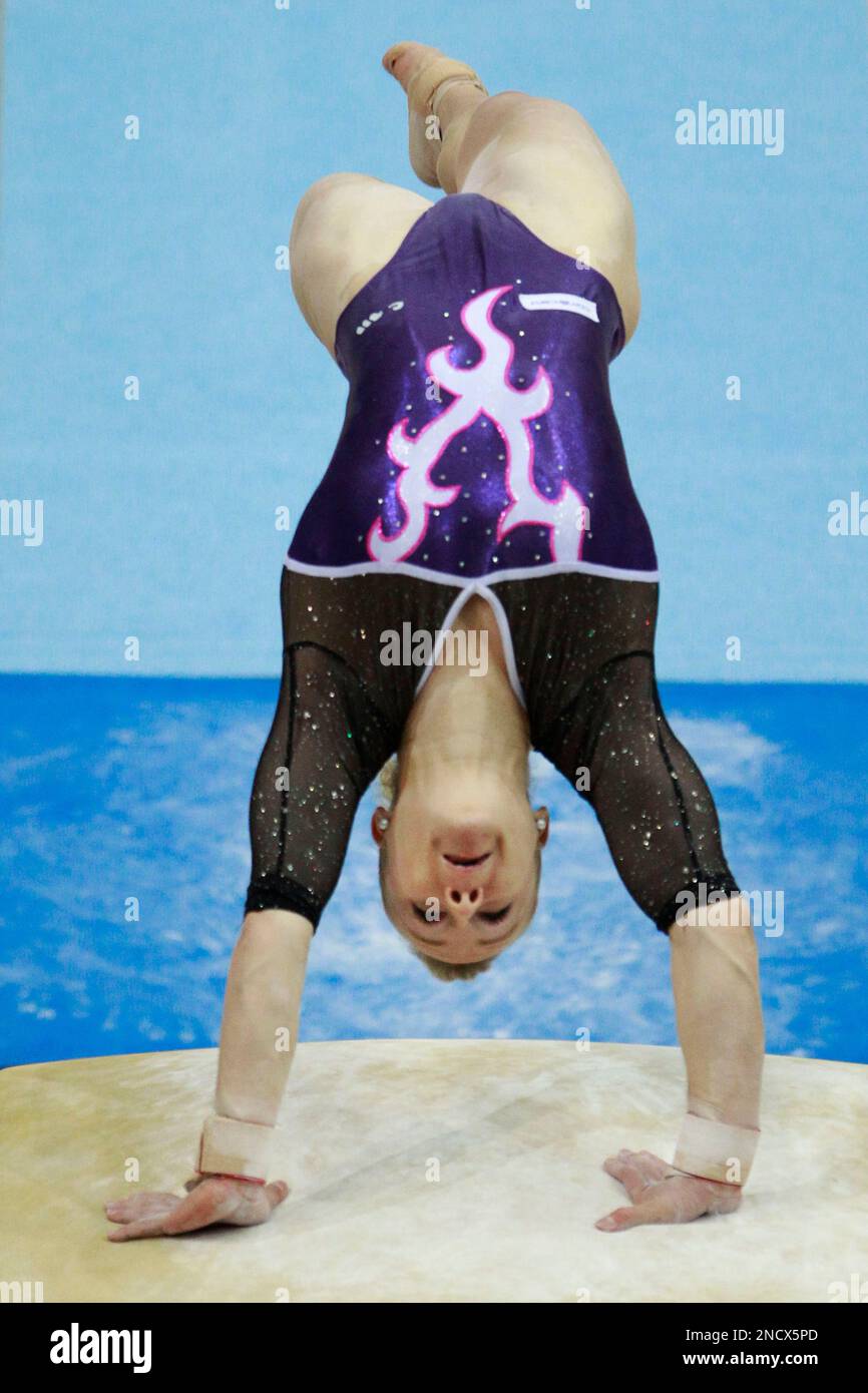Ariella Kaeslin of Switzerland performs her vault exercise during the ...