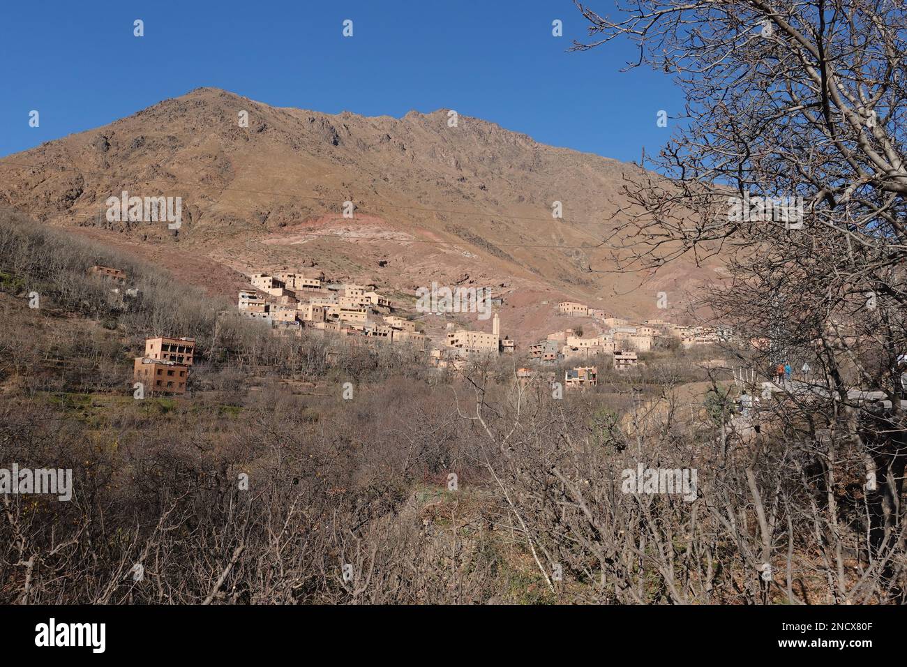 Looking down over Imlil Village in the High Atlas Mountains, Morocco ...