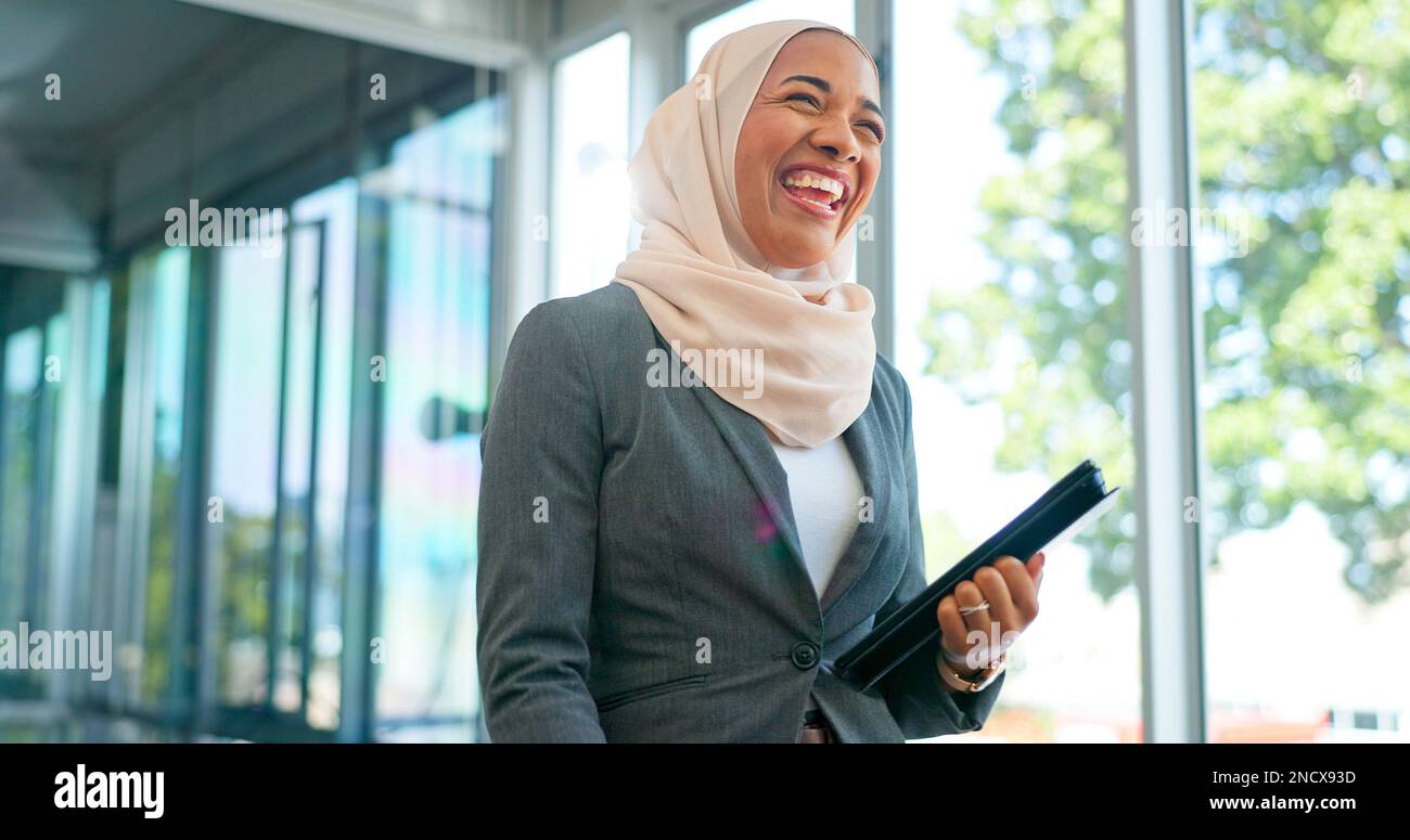 Face, muslim and mindset with a business woman in her office at work ...