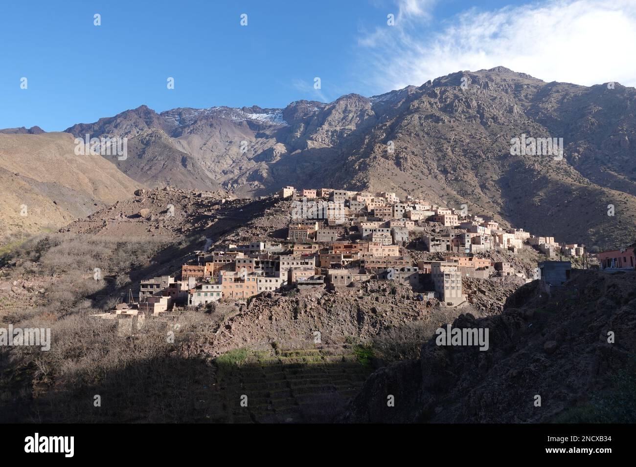 From afar lookking over at Imlil Village in the High Atlas Mountains ...