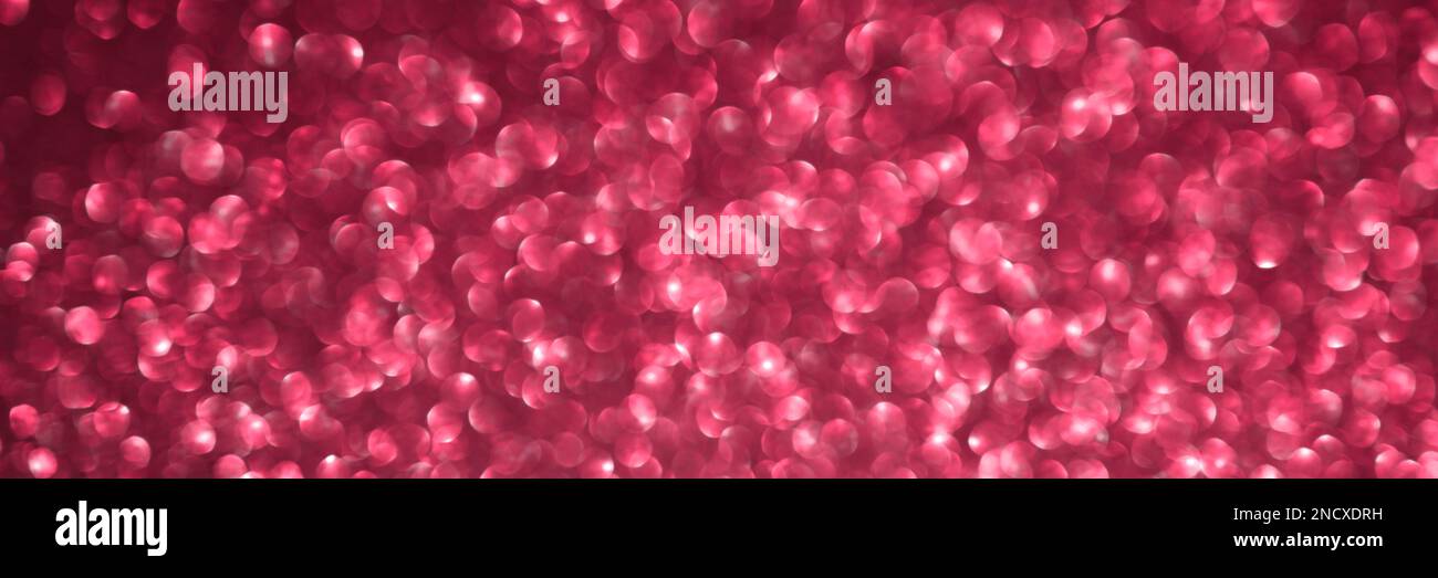 Viva magenta, pink sparkling glitter bokeh panoramic background banner ...