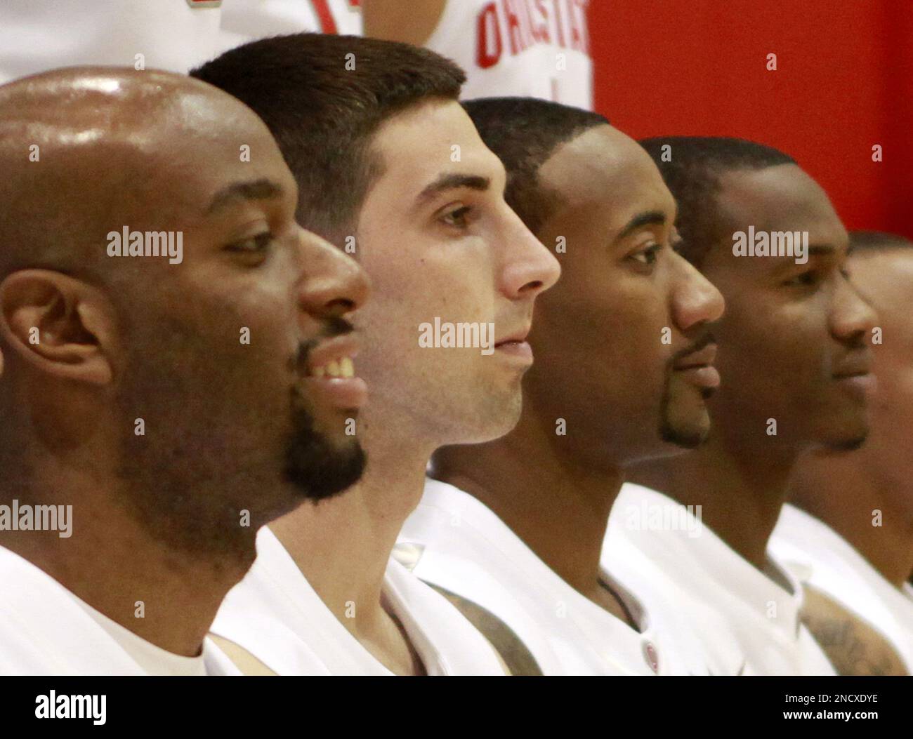 Ohio State players, from left, Dallas Lauderdale, Jon Diebler, David ...