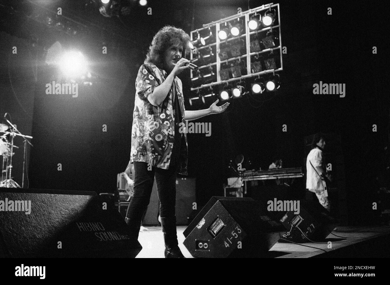 Grace Slick of the U.S. rock group Jefferson Starship entertains ...
