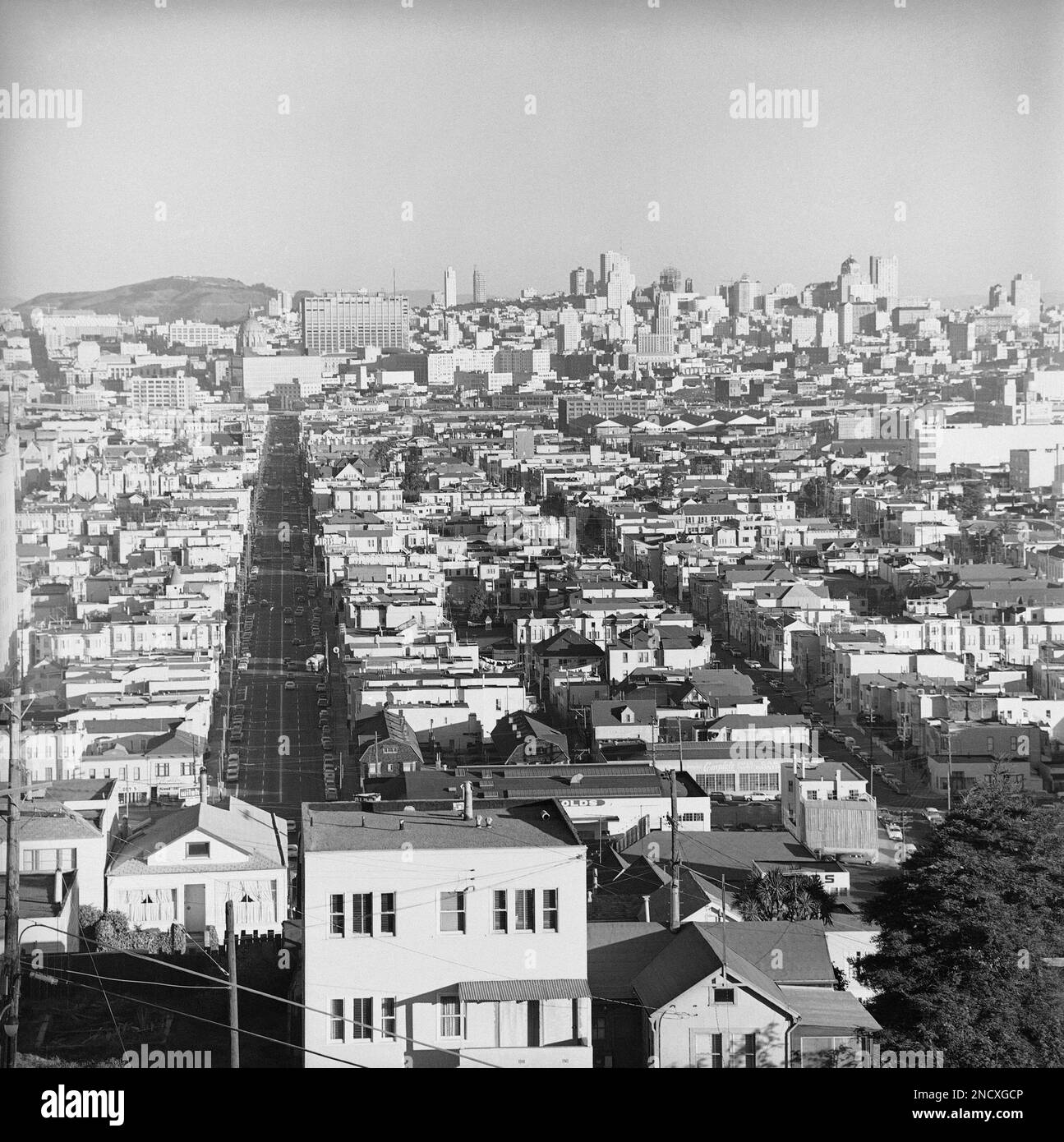 View from Bernal Heights looking down South Van Ness Avenue towards ...