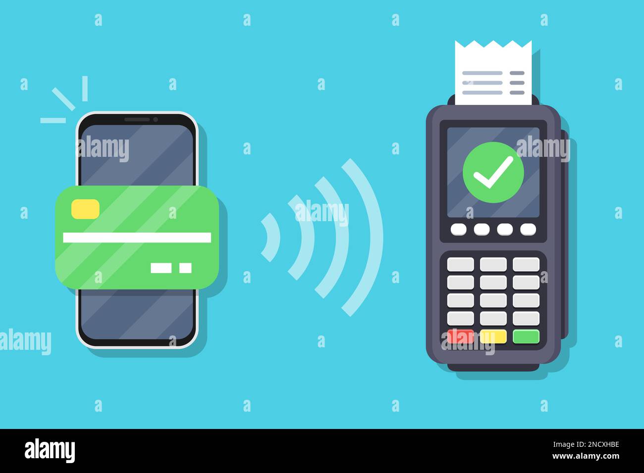 Successful payment operation. POS terminal confirms the payment by ...