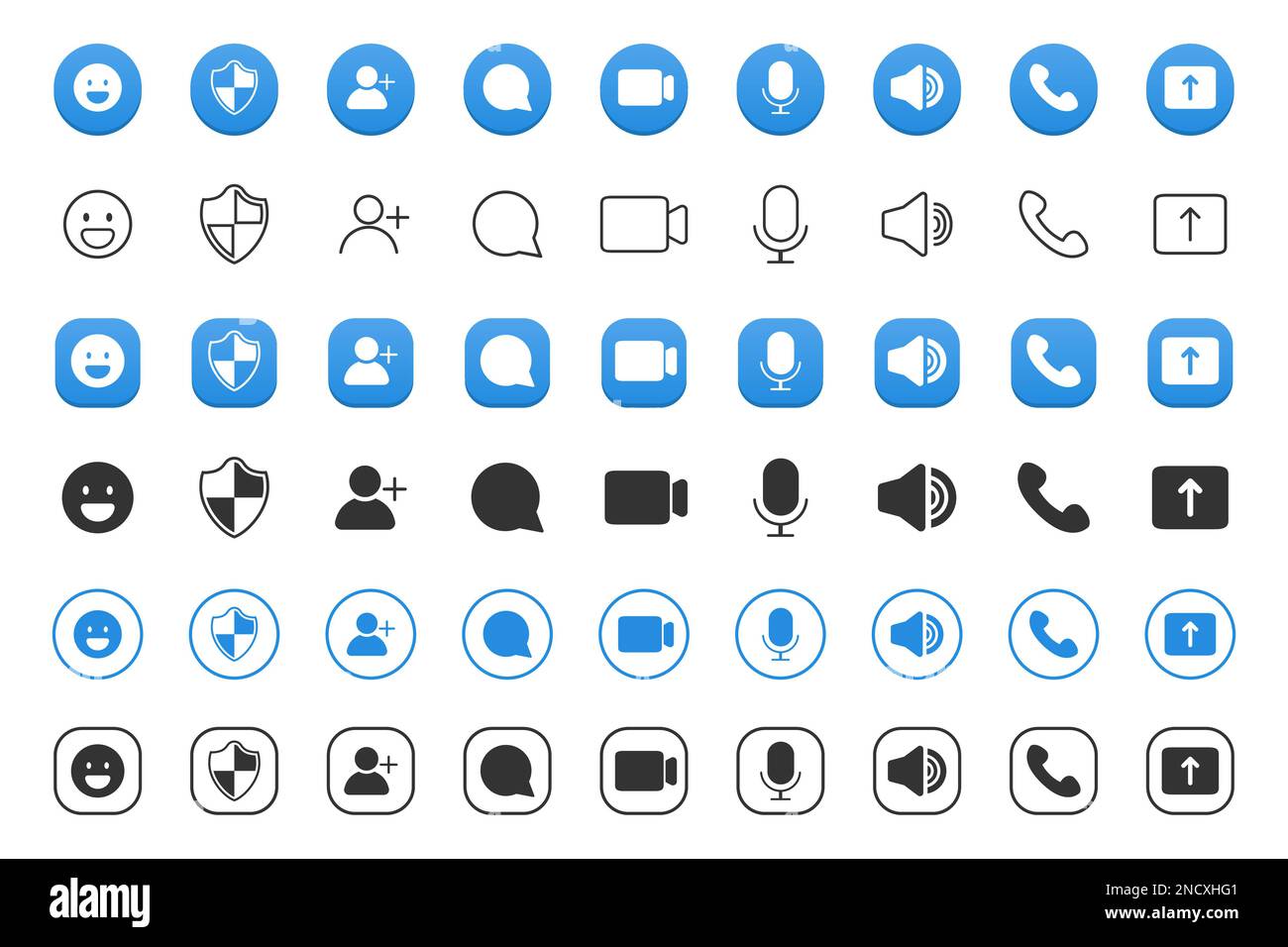 Video call app interface icons in a flat design. Vector illustration ...