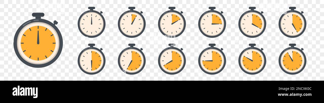 Set of timer clock icons. Stopwatch timer collection Stock Vector Image ...
