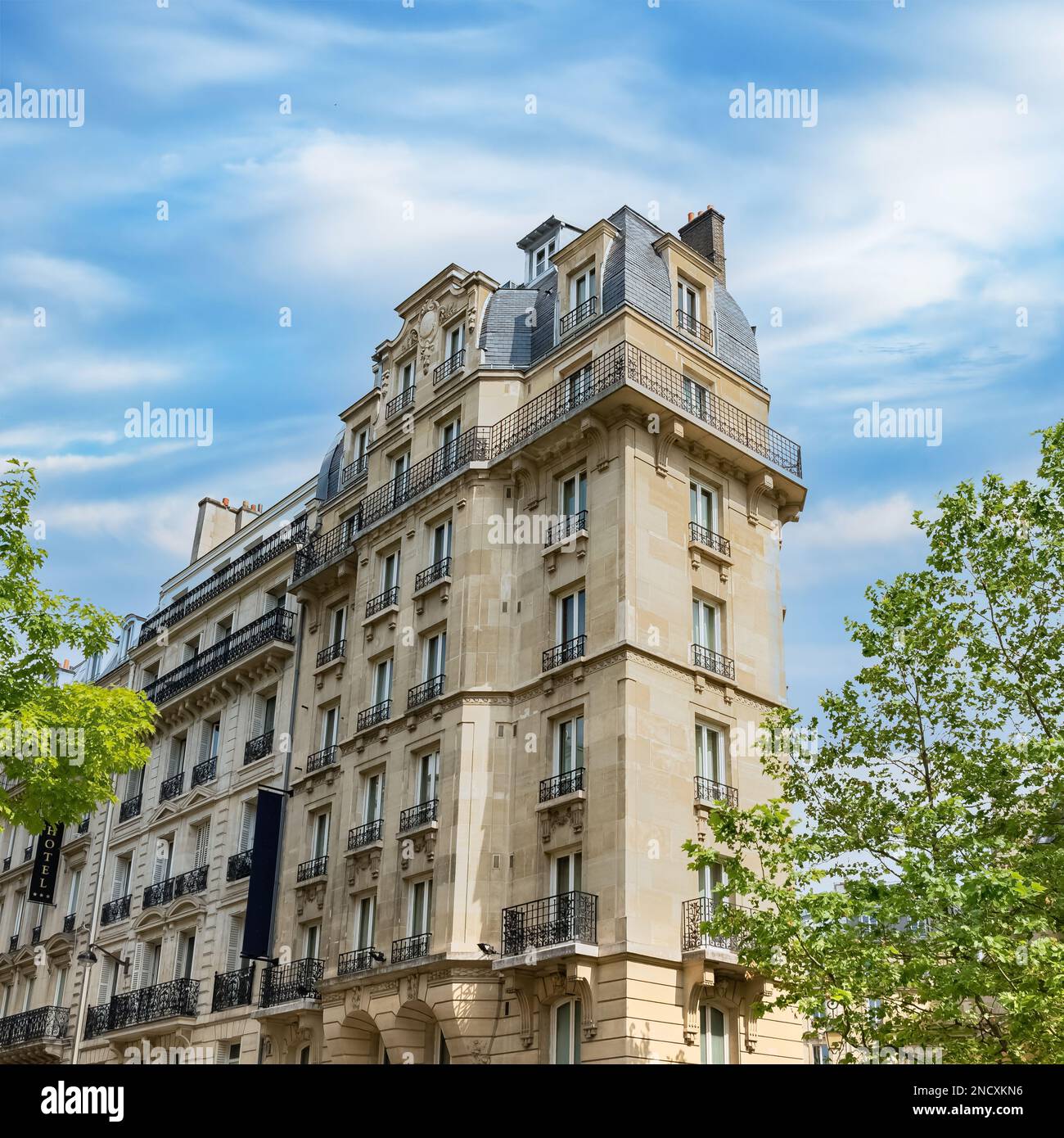 Paris, typical facades and street, beautiful buildings rue Reaumur ...