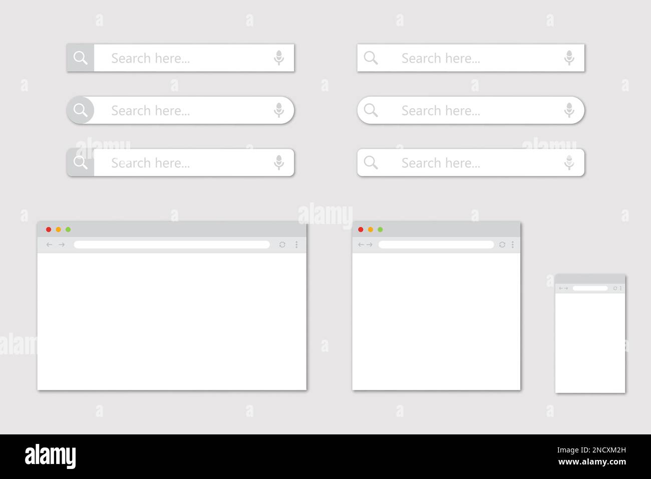 Set of blank browser windows for different devices and search bar Stock ...
