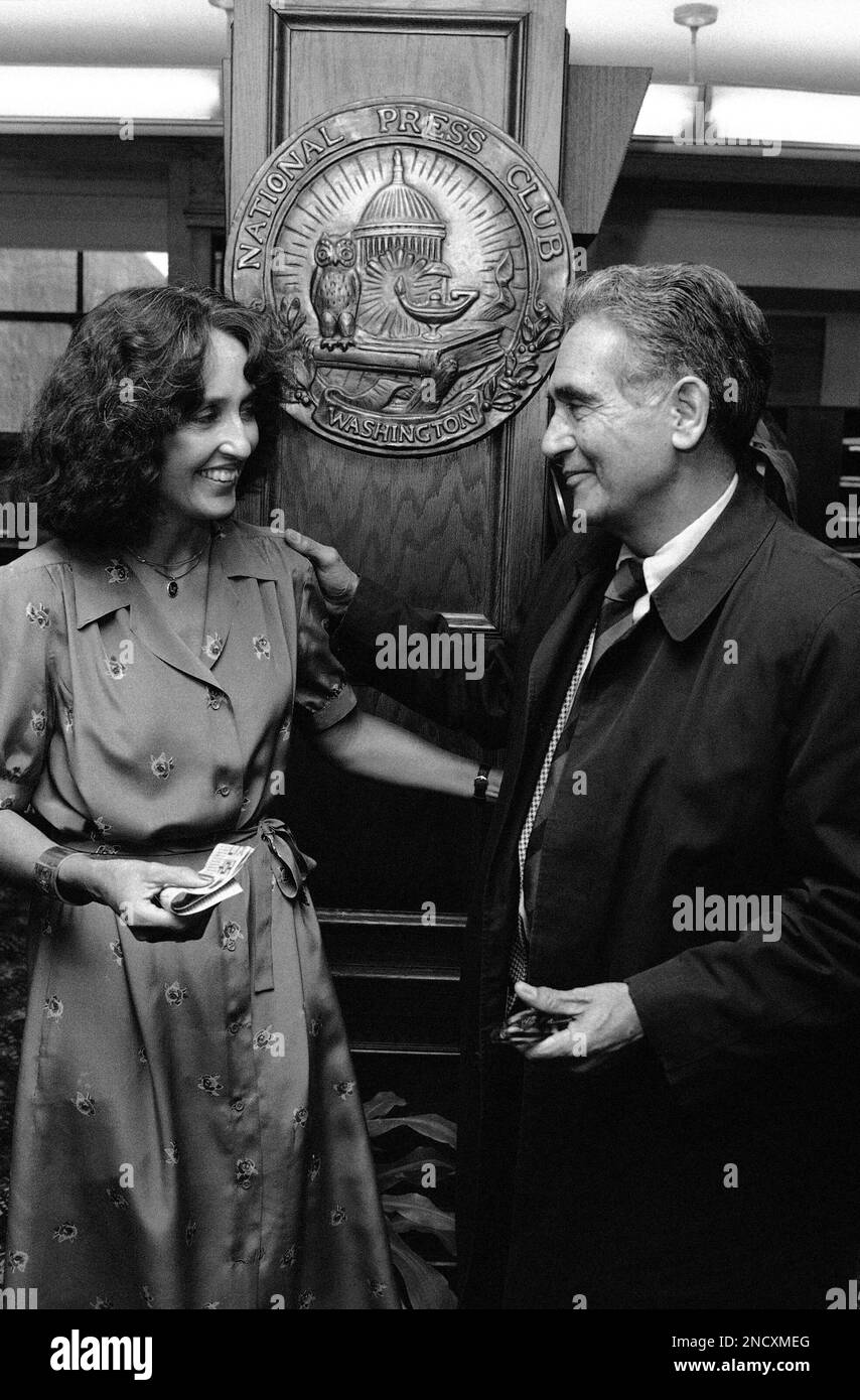 Singer Joan Baez greets her father Albert at the National Press Club in ...