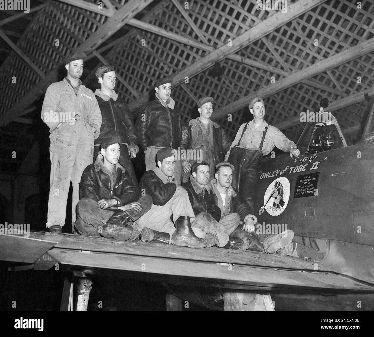 The ground crew of the Thunderbolt fighter plane of Major Jesse C ...