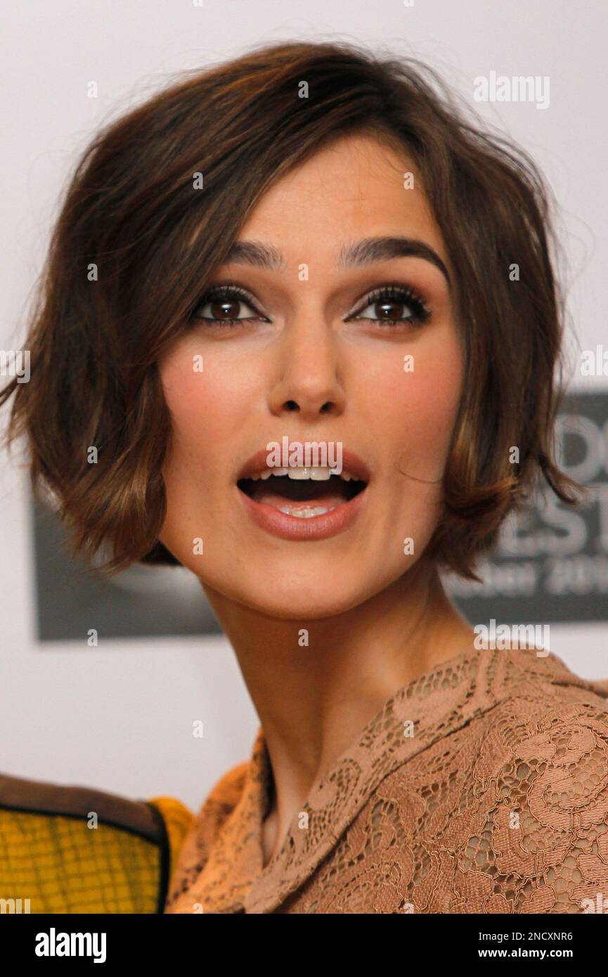 British actress Keira Knightley poses for photographs during a photo ...