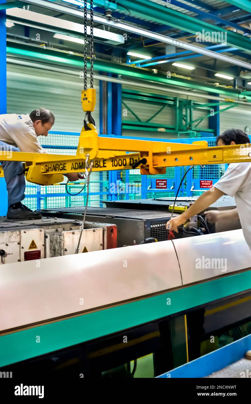 Paris, France, RATP Atelier, Men Working in Public Transport Workshop ...