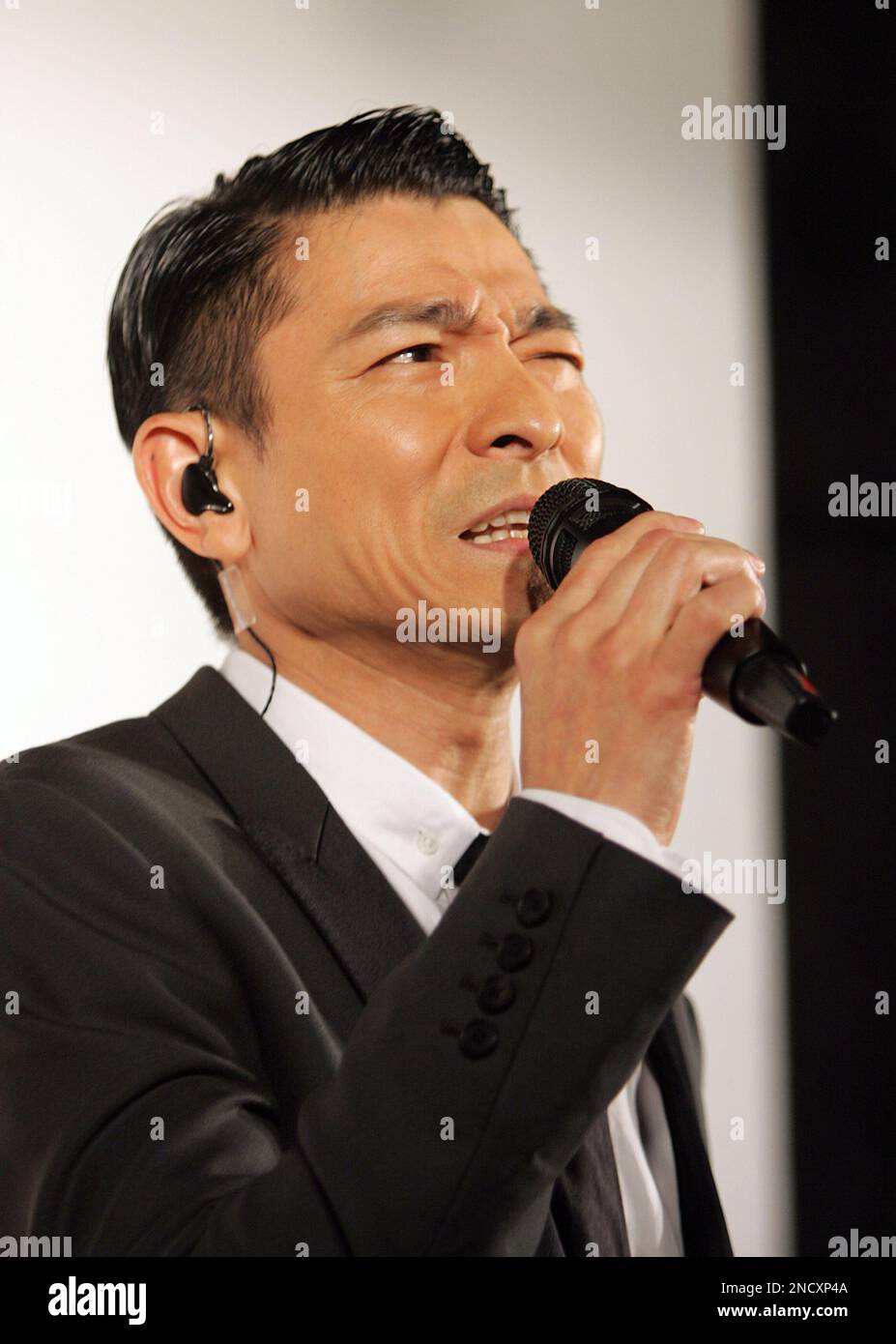 Hong Kong singer and actor Andy Lau (Lau Tak Wah) sings during a media ...