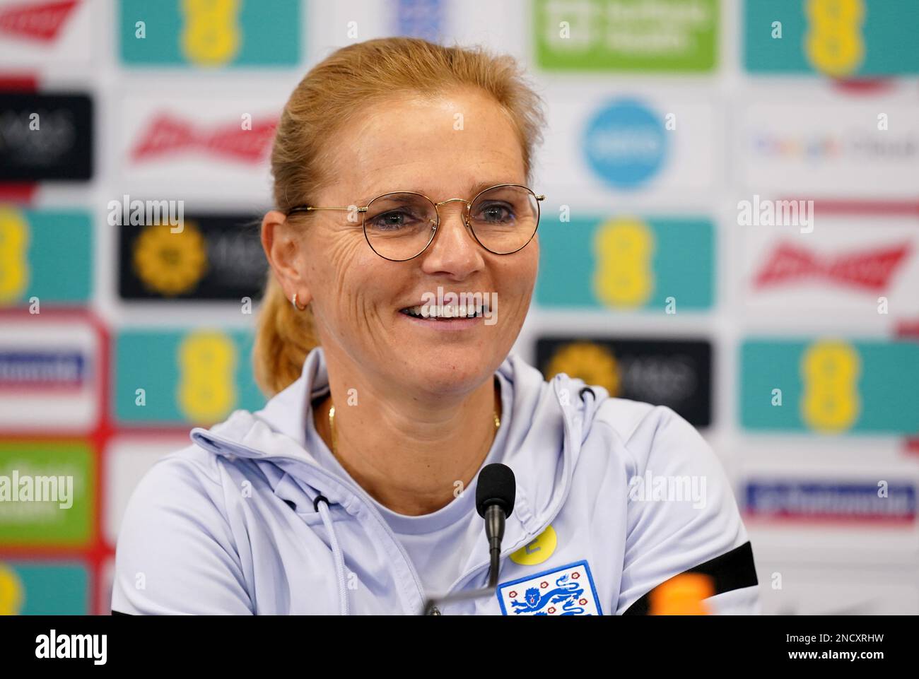 England manager Sarina Wiegman during a press conference at St. George ...