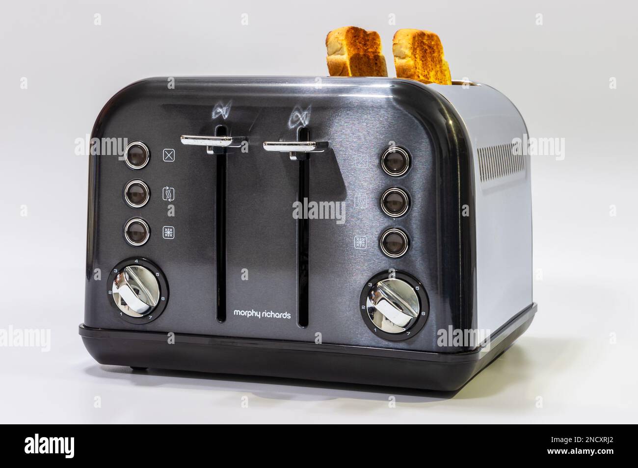 Freshly toasted bread just popped up from a Morphy Richards toaster ...