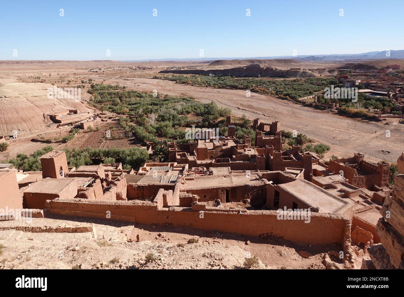 Looking down on Ait Ben-haddou fortress near Ouarzazate. UNESCO world ...