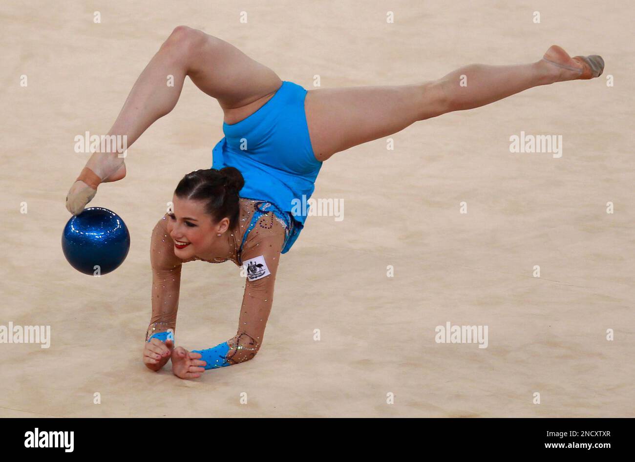 Australia's Danielle Prince performs her ball routine during the ...
