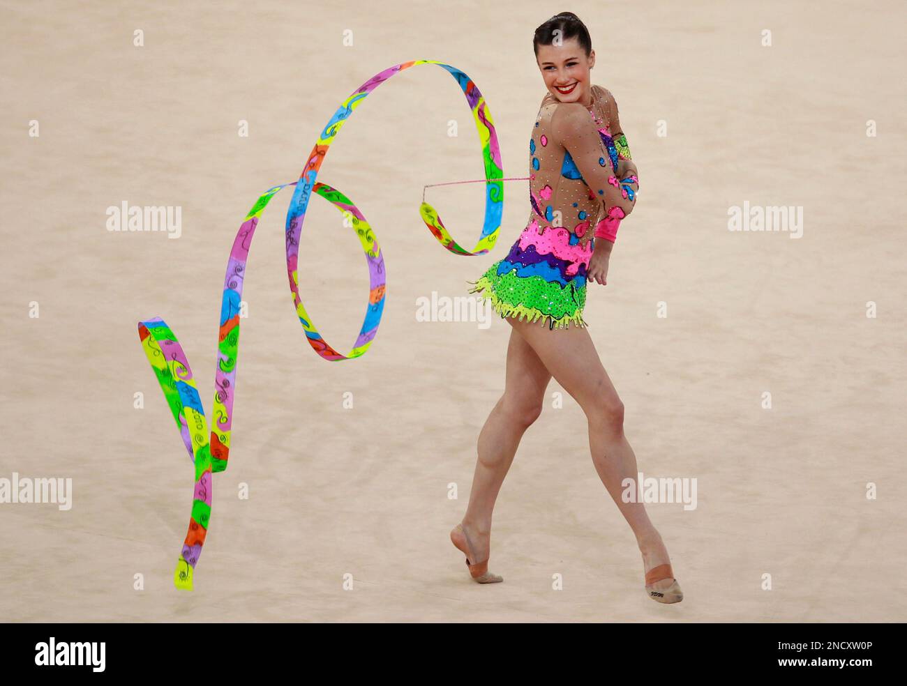 Australia's Danielle Prince performs her ribbon routine during the ...