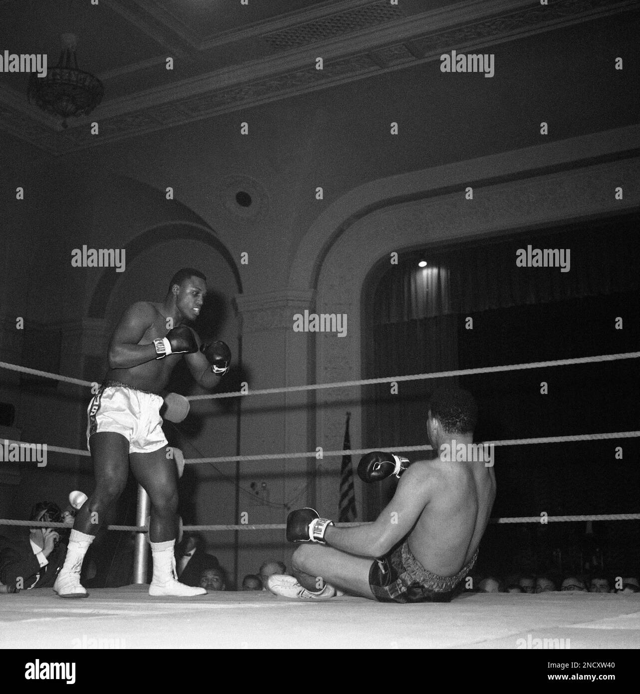 Mel Turnbow, 22, of Patterson, New Jersey hits the canvas in sitting ...