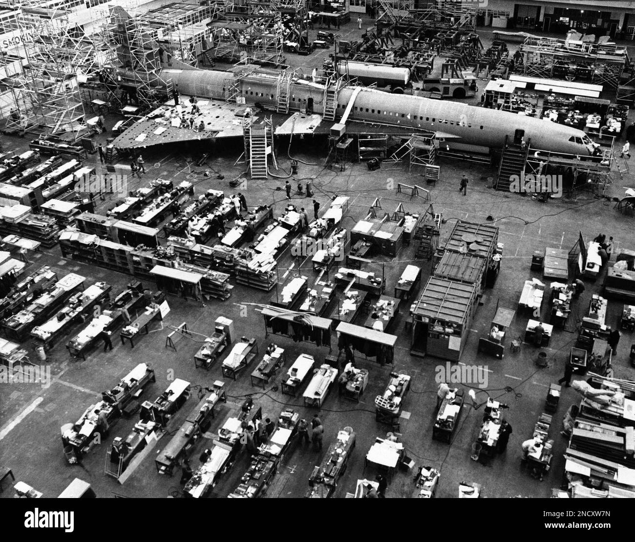 This overhead view shows the giant Anglo-French supersonic airliner ...