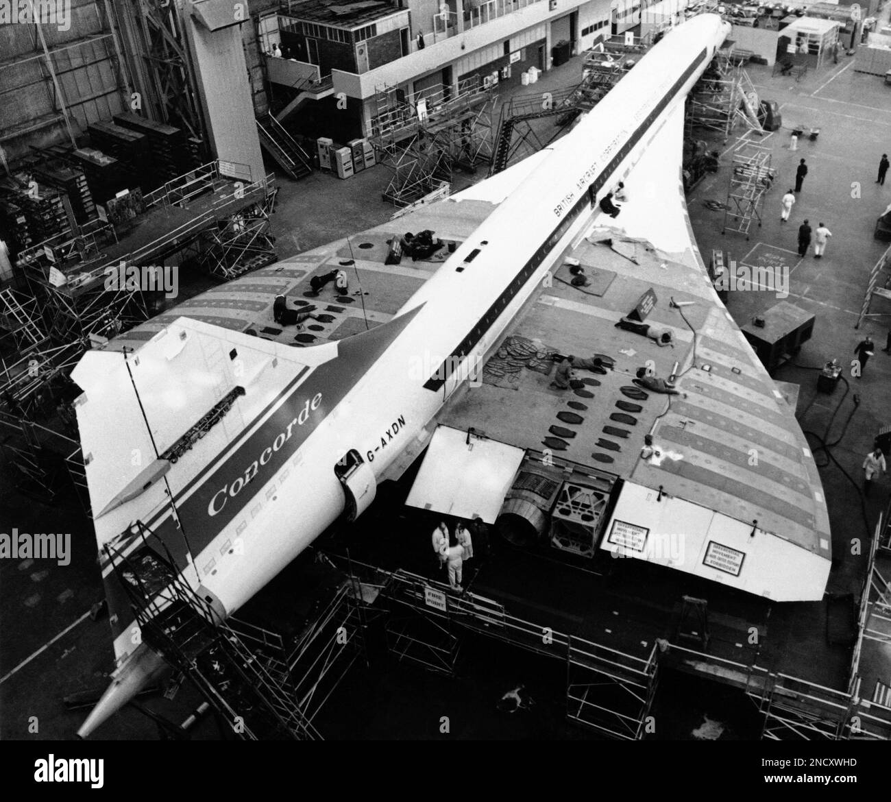 The first pre-production Concorde, in its hanger at the Bristol ...