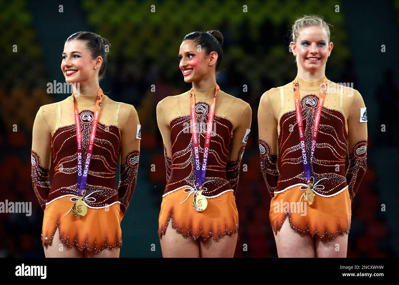 Australian gymnasts, from left to right, Danielle Prince, Naazmi ...