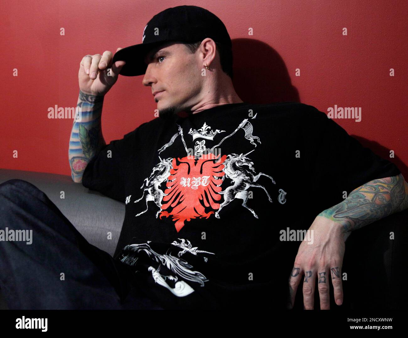 Rob Van Winkle, left, also known by his stage name Vanilla Ice, waits ...