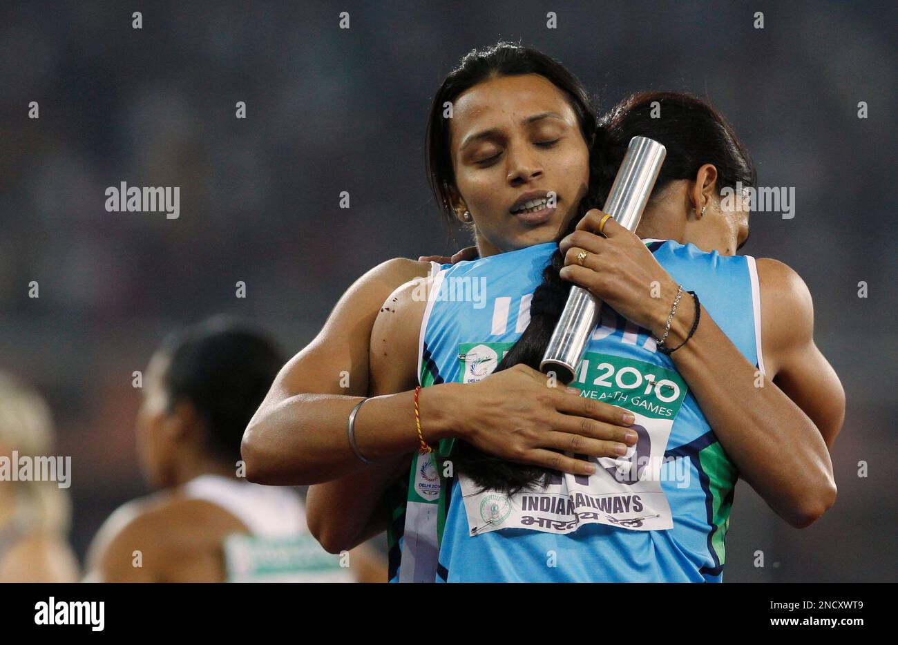 India's Mandeep Kaur, left, embraces India's Manjeet Kaur following the ...