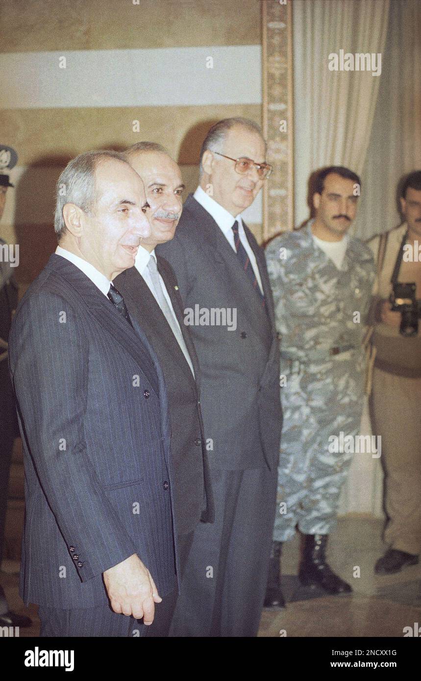 Rene Mouawad, Selim Hoss and Hussein Husseini during Independence Day ...