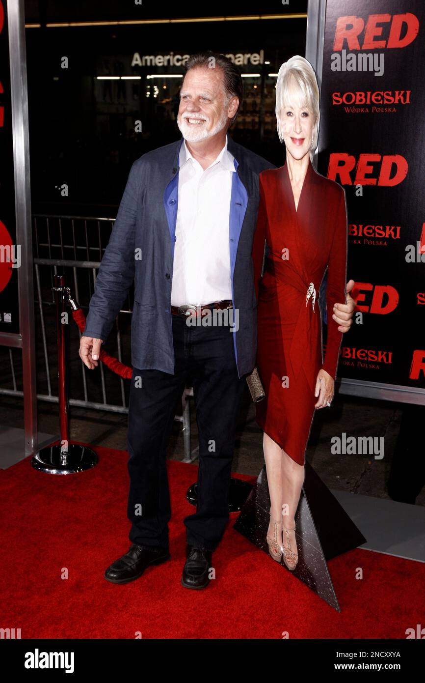 Taylor Hackford Left Arrives With A Cardboard Cutout Of His Wife