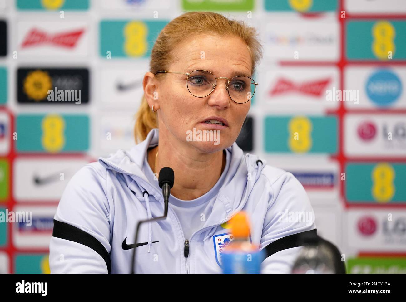 England manager Sarina Wiegman during a press conference at St. George ...